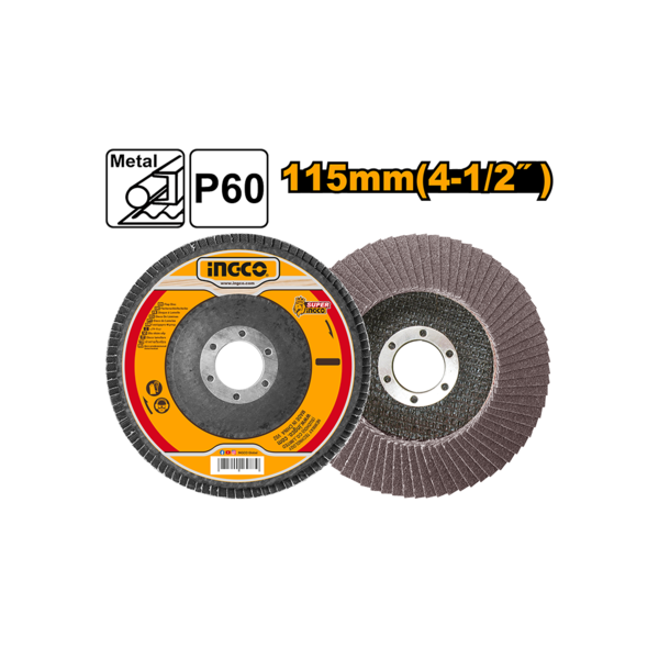 Ingco Flap disc Size：115mm*22mm,P60 - Voh Tools